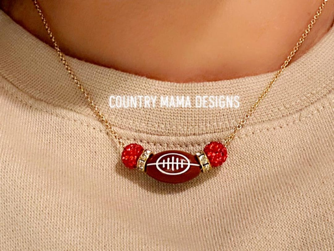 Chiefs Football Bling Micro Necklace Kelce Mahomes - Etsy