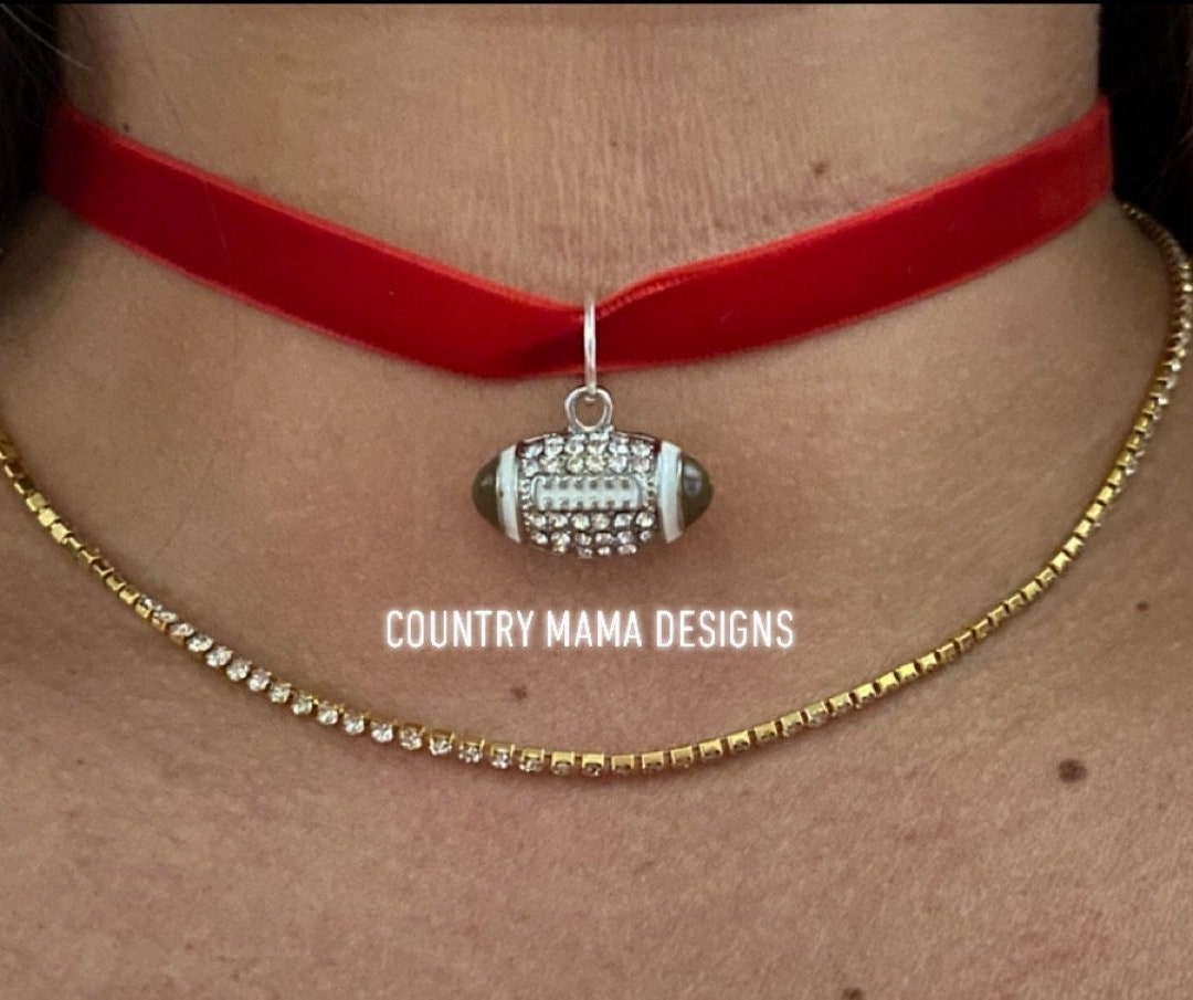 Chiefs Red Velvet Football Choker Set Kelce Swiftie KC Chiefs - Etsy