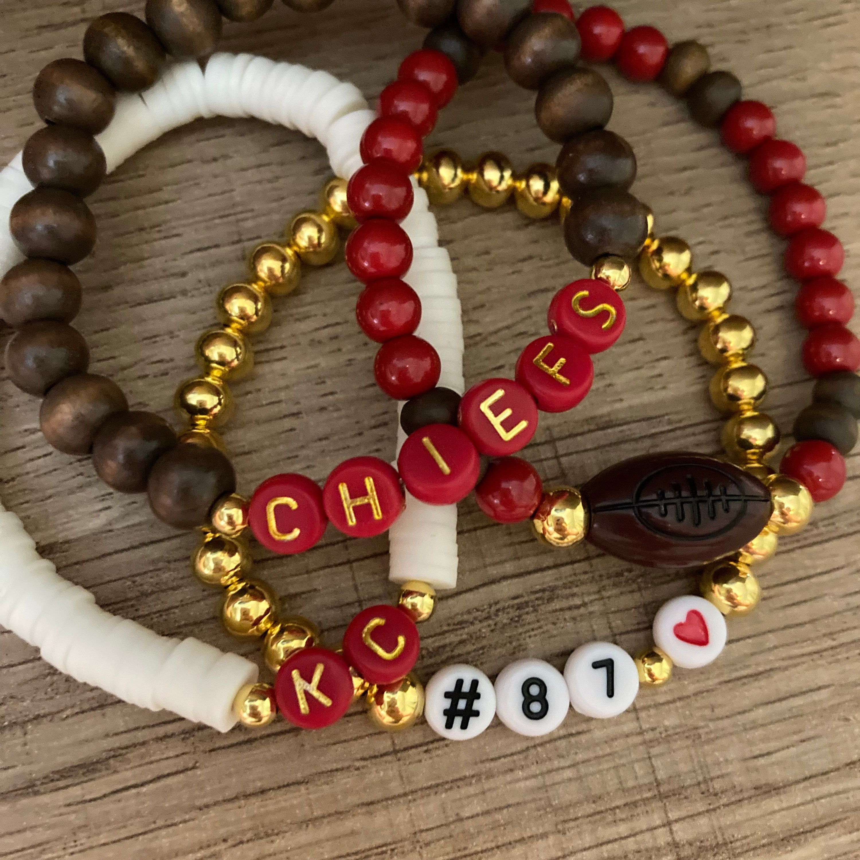 Chiefs Football Swiftie Stackable Bracelet Set With Kelces Number ...