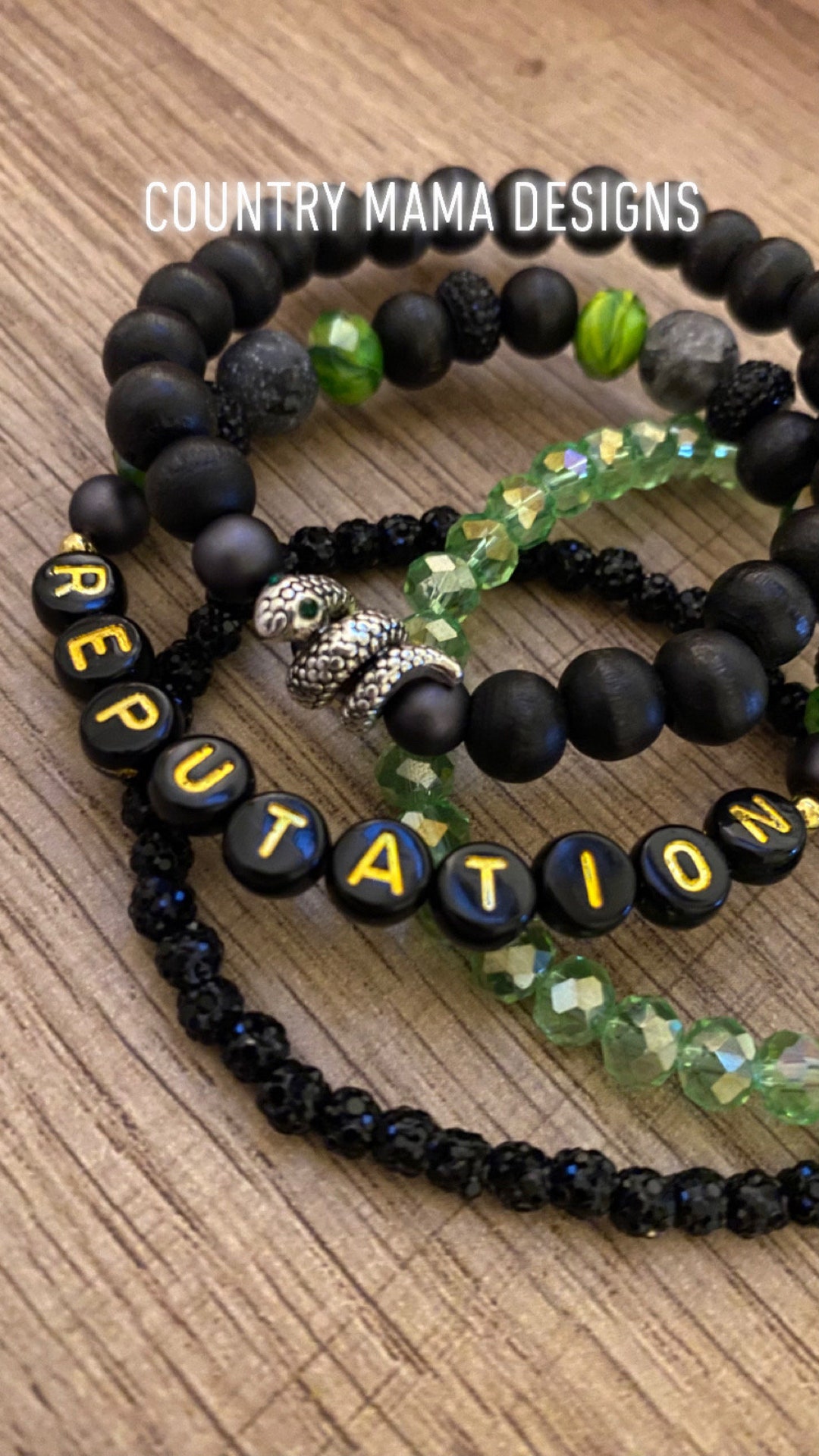 Reputation GREEN Snake Stackable Swiftie Friendship Bracelet Set Green ...