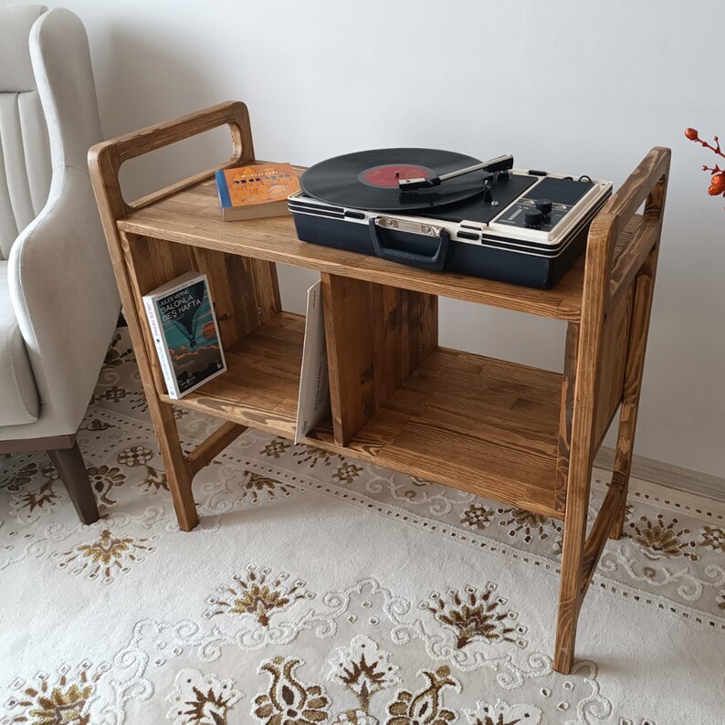 Farmhouse Record Player Stand, Unique Record Display Stand, Turntable ...