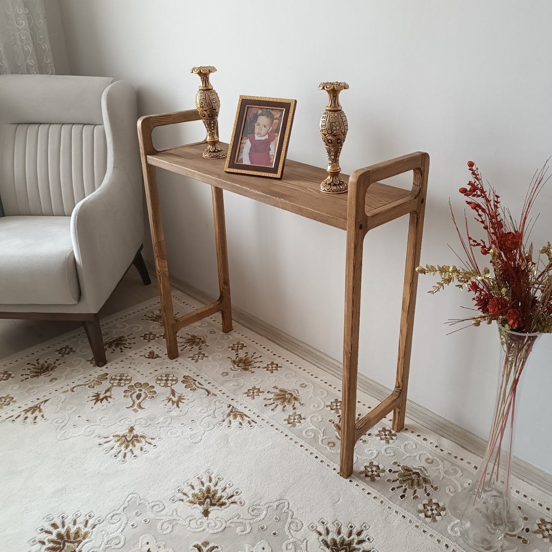 Farmhouse Walnut Narrow Console Table, Custom Rustic Console Table ...