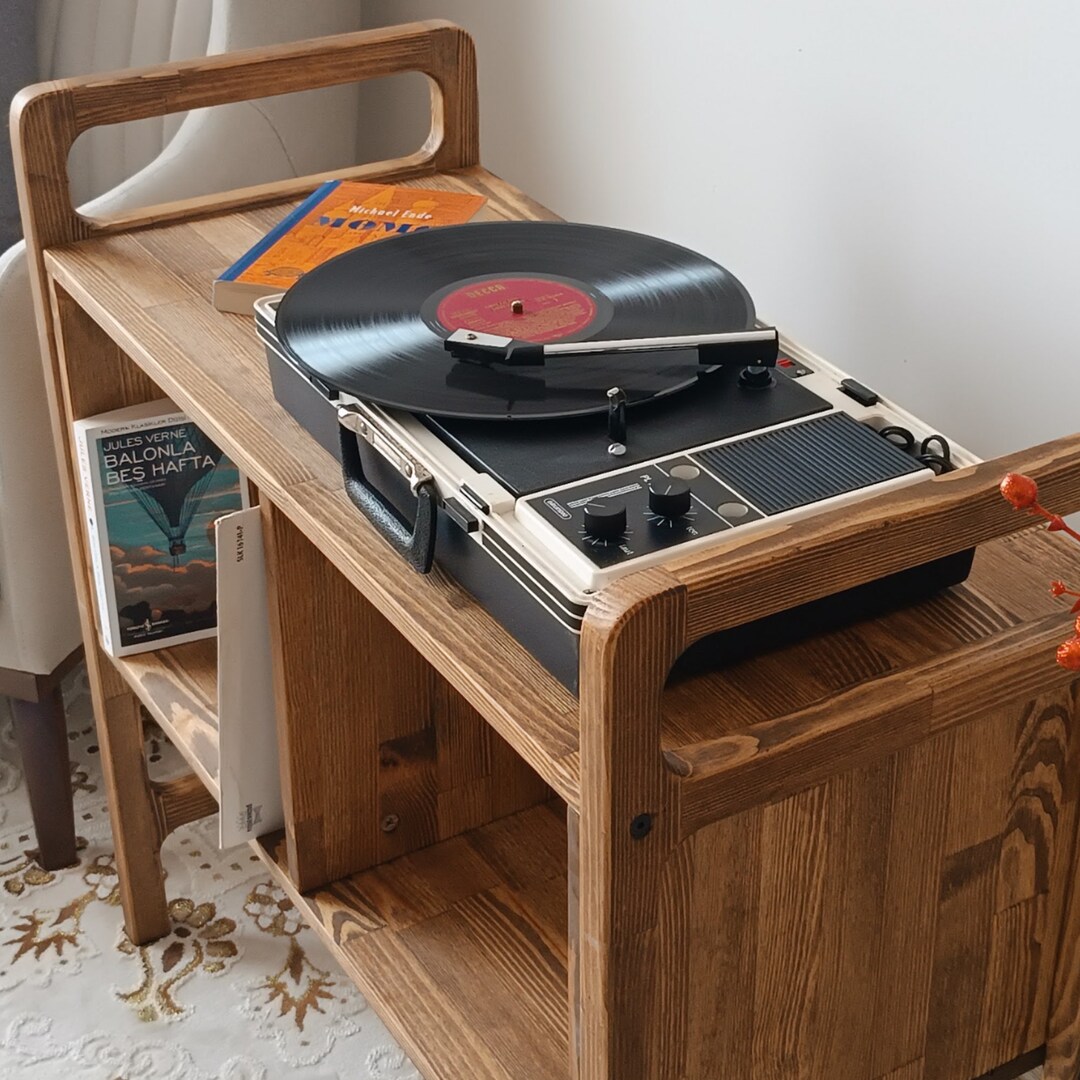 Farmhouse Record Player Stand, Unique Record Display Stand, Turntable ...