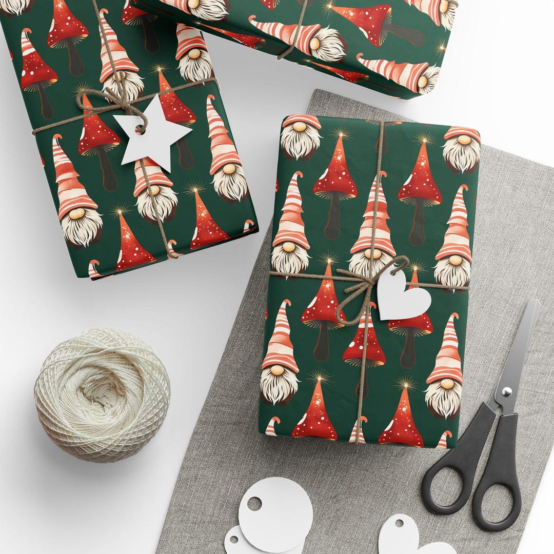 Christmas Gnome Wrapping Paper - Etsy