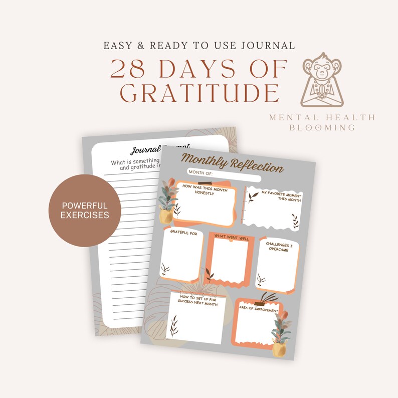 Printable Gratitude Journal, Daily Gratitude Journal, Mental Health ...