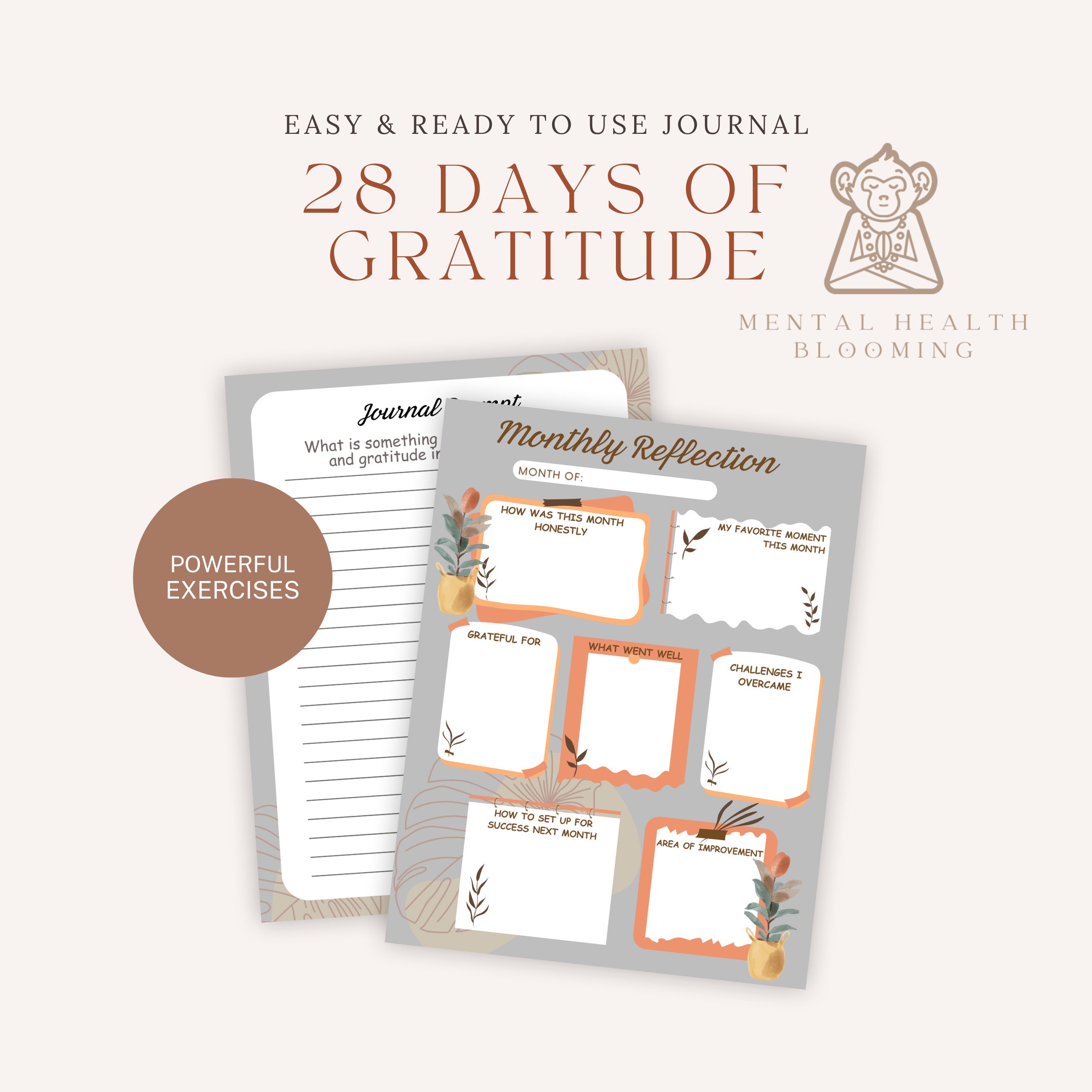 Printable Gratitude Journal, Daily Gratitude Journal, Mental Health ...