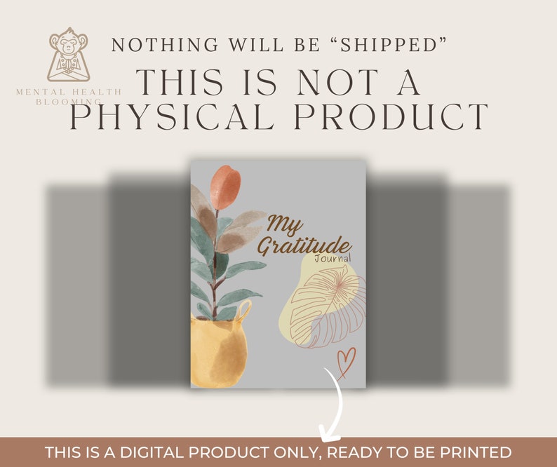 Printable Gratitude Journal, Daily Gratitude Journal, Mental Health ...