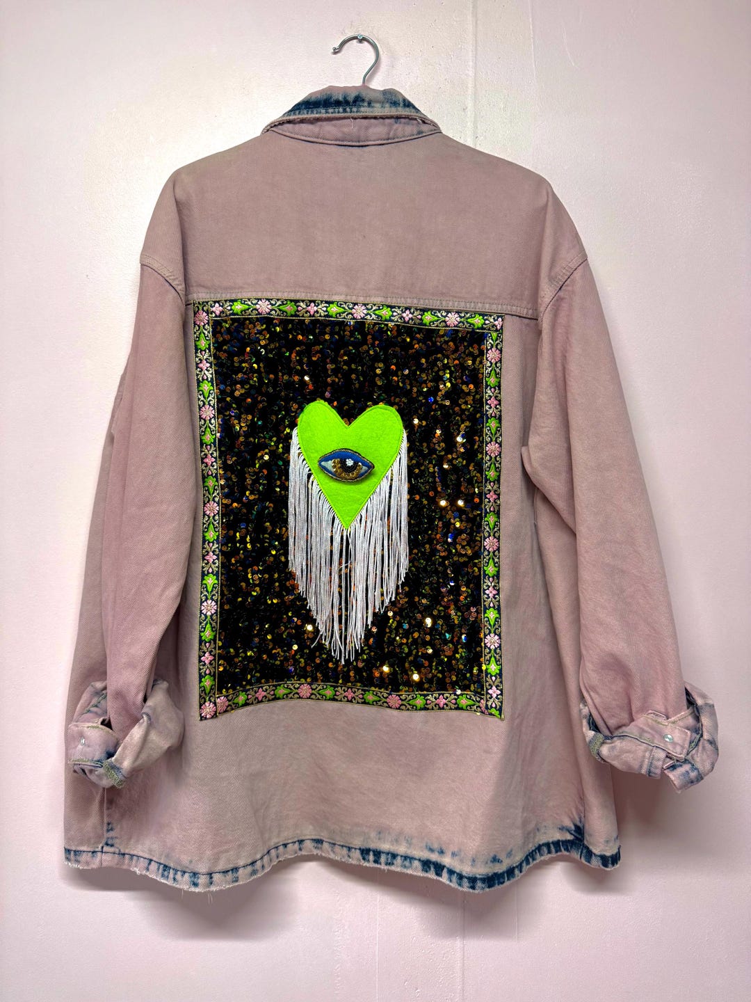 Dusty Rose Denim Jacket - Etsy