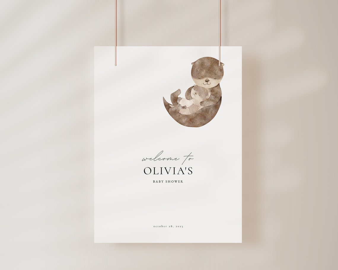 Otter Baby Shower Welcome Sign, Baby Shower Sign, Minimalist Baby ...