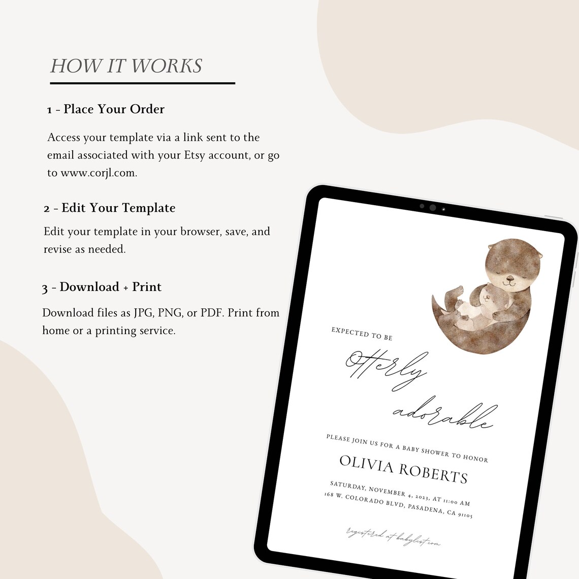 Otter Baby Shower Welcome Sign, Baby Shower Sign, Minimalist Baby ...