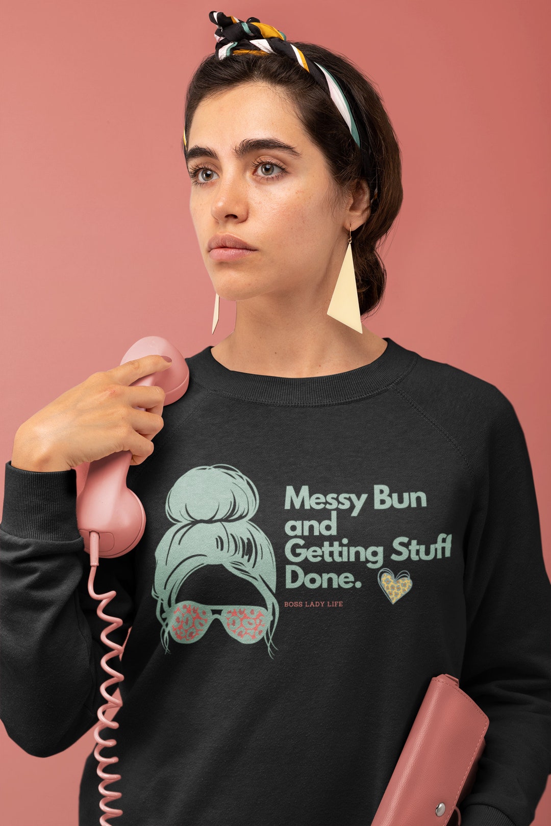 Messy Bun Getting Stuff Done Sweatshirt Boss Cheetah Print - Etsy