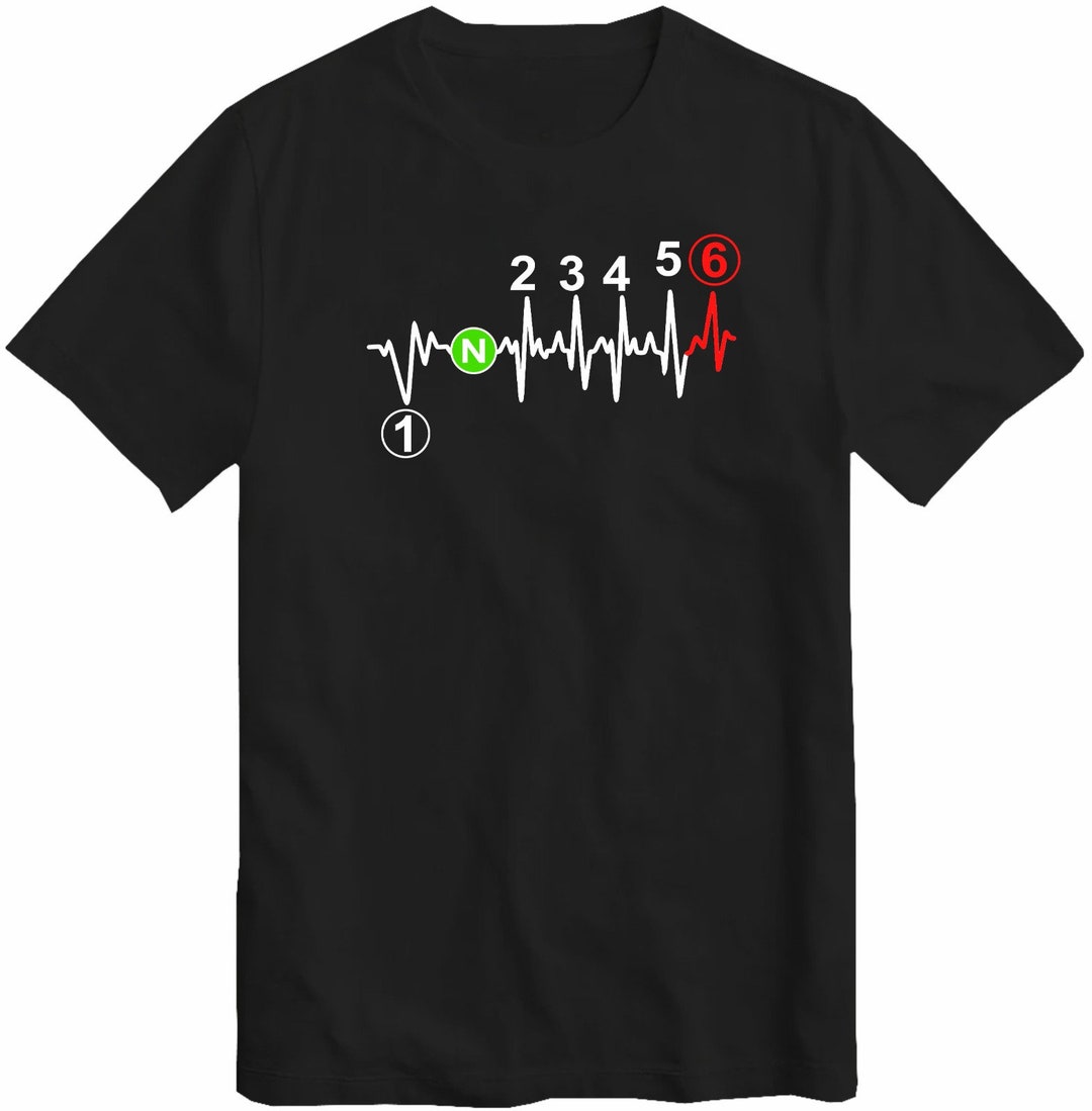 Motorcycle Biker 1N23456 Bike Gear Shift T-shirt Heartbeat Gear Shift 1 ...