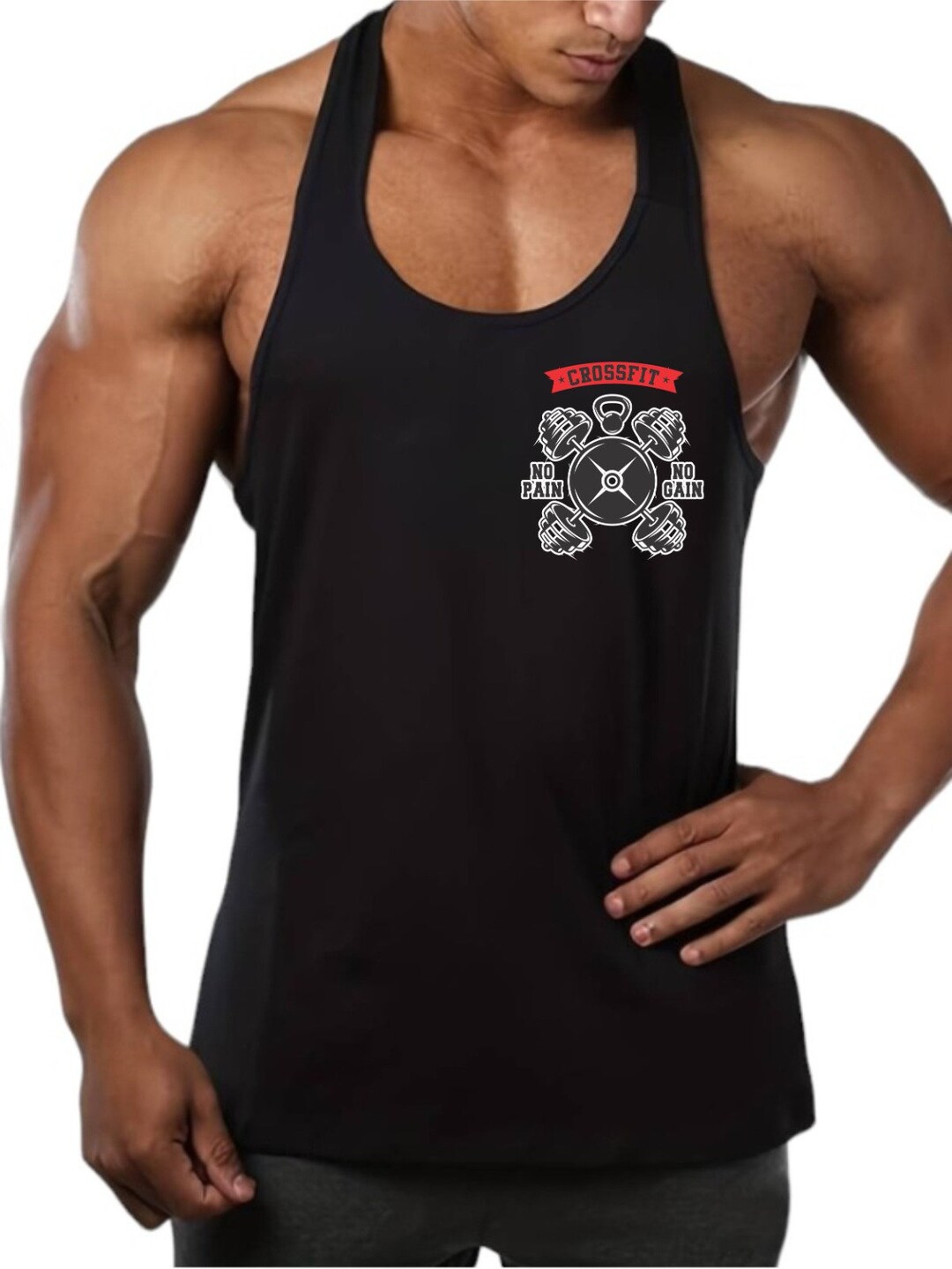 Cross Fit No Pain No Gain Men Gym Bodybuilding Weightlifting Tank Top ...
