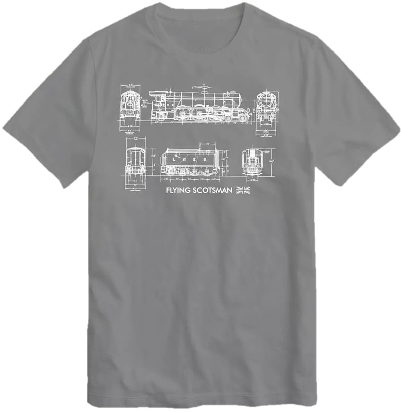 Flying Scotsman T-shirt British Steam Locomotive Train Lovers Retro Top ...
