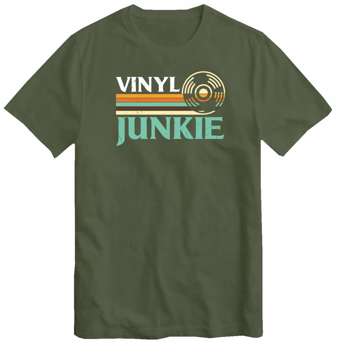 Vinyl Junkie T-shirt Men's Unisex Music Lovers LP Records DJ Turntable ...