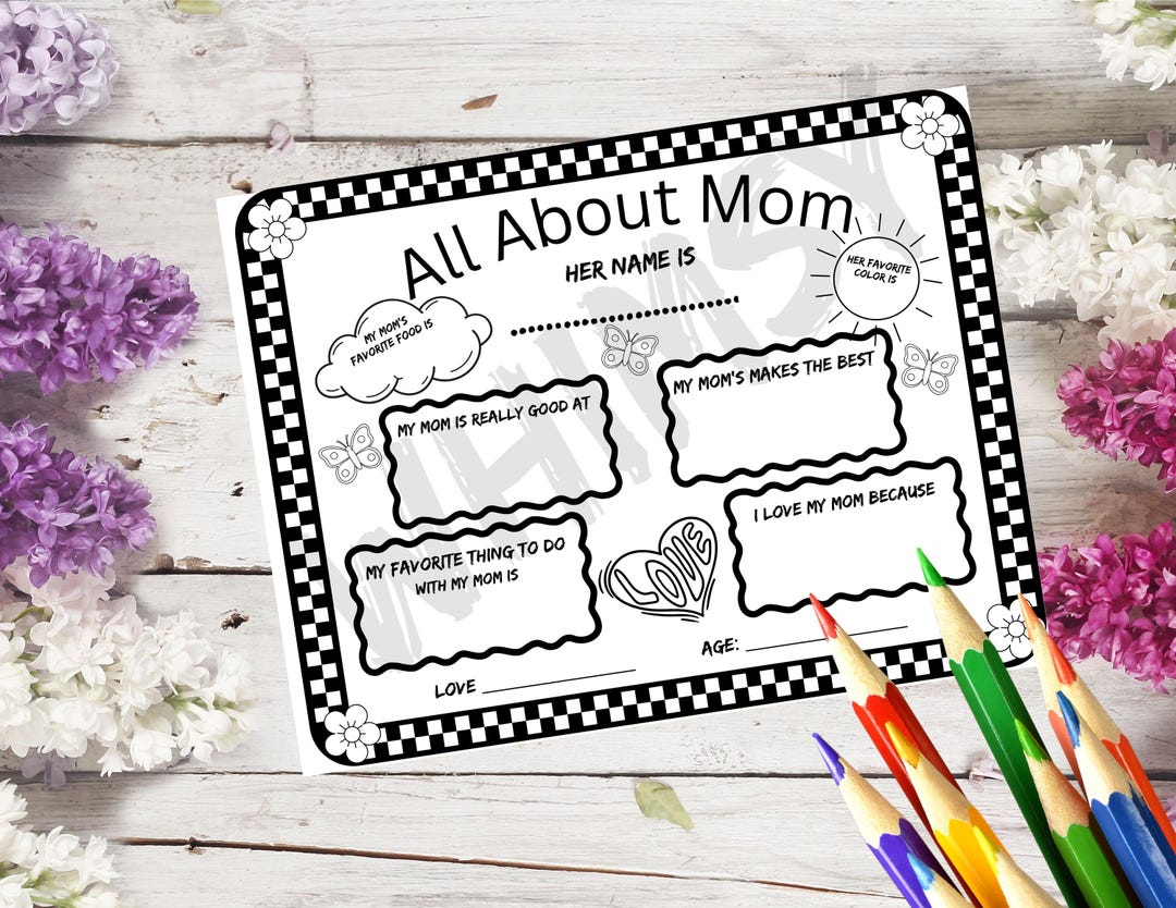 Mother's Day Coloring Page: All About My Mom, Fill-in Printable ...