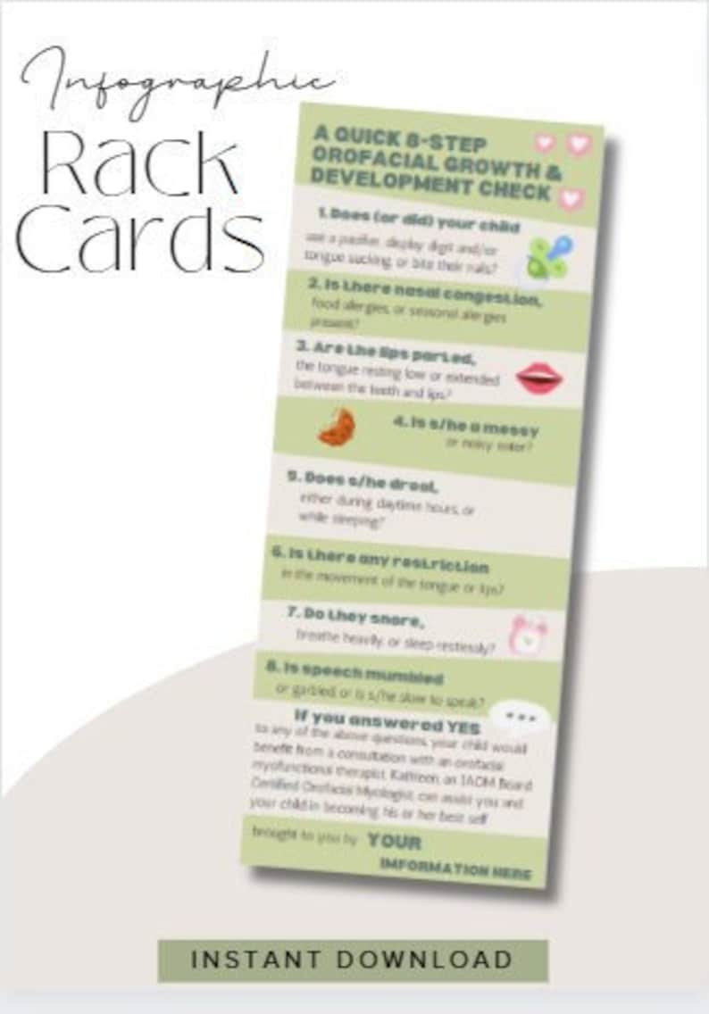 Orofacial Growth & Development Quick Check Rack Card DIGITAL Print - Etsy