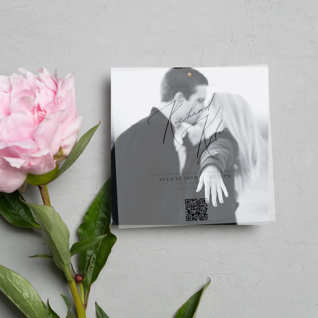 Square Invitation Template - 2 Layers - Customizable - QR Code- Print ...