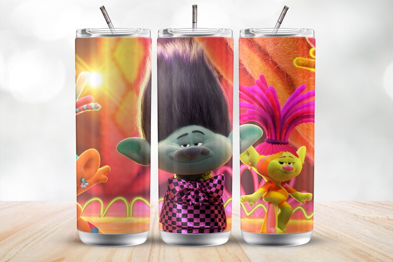 Trolls 20oz Sublimation Tumbler Designs, Colorful 9.2 X 8.3” Straight ...