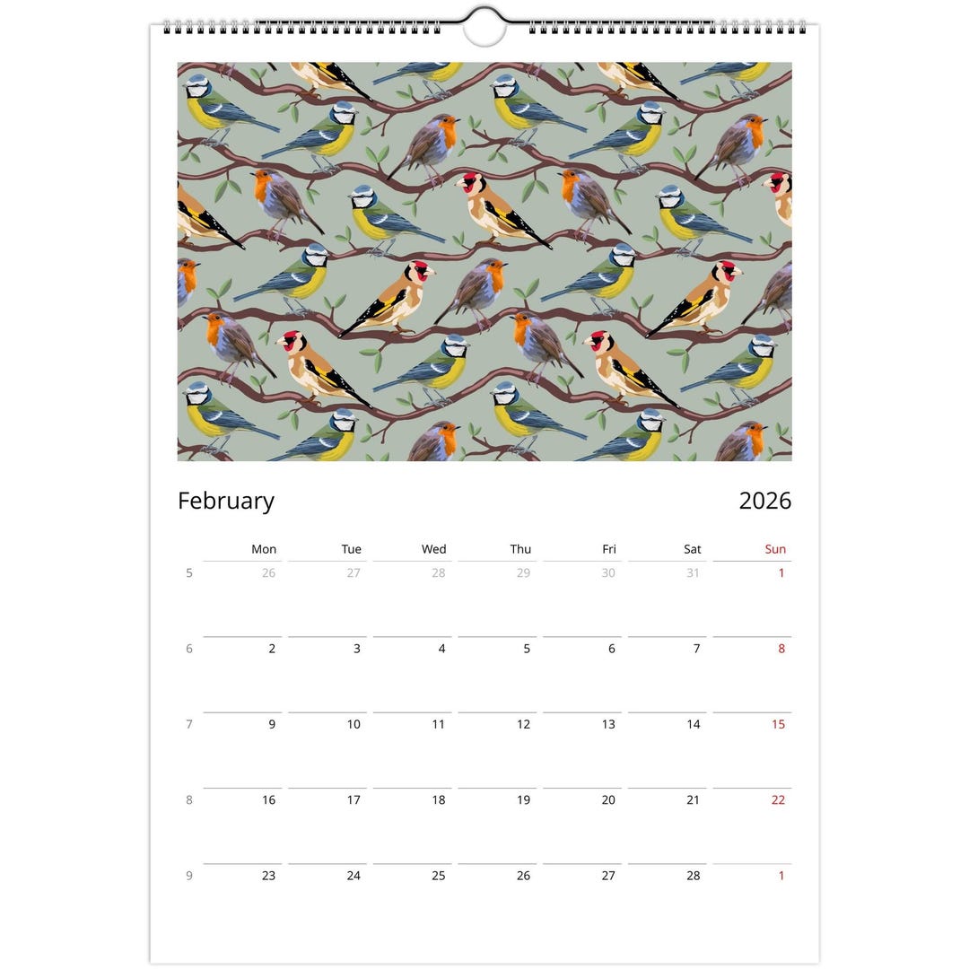 Botanical & Bird Wall Calendar - From Original Art Works - Eco-friendly ...