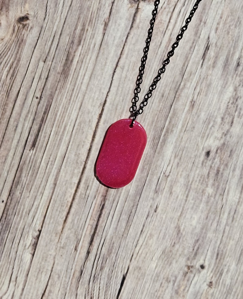 Hot Pink Oval Pendant - Etsy