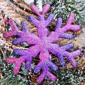 Purple and Glitter Wood Snowflake - Etsy