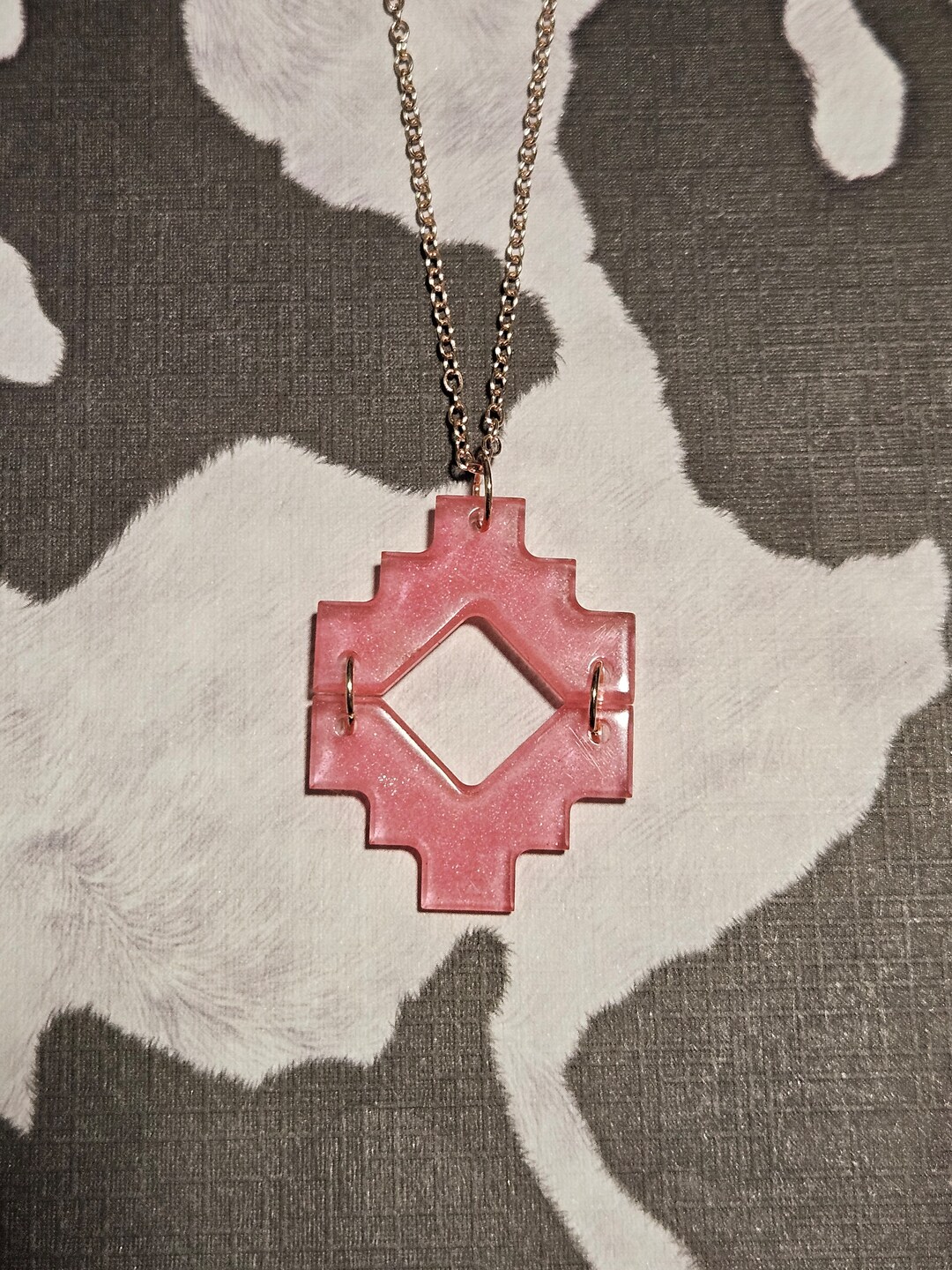 Pink Two-piece Aztec Pendant - Etsy