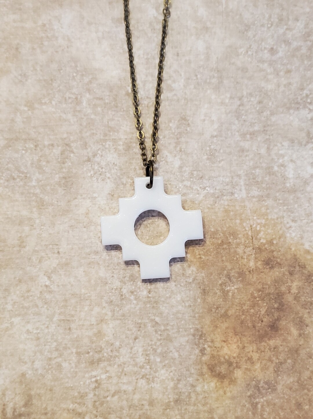 White Aztec Pendant - Etsy