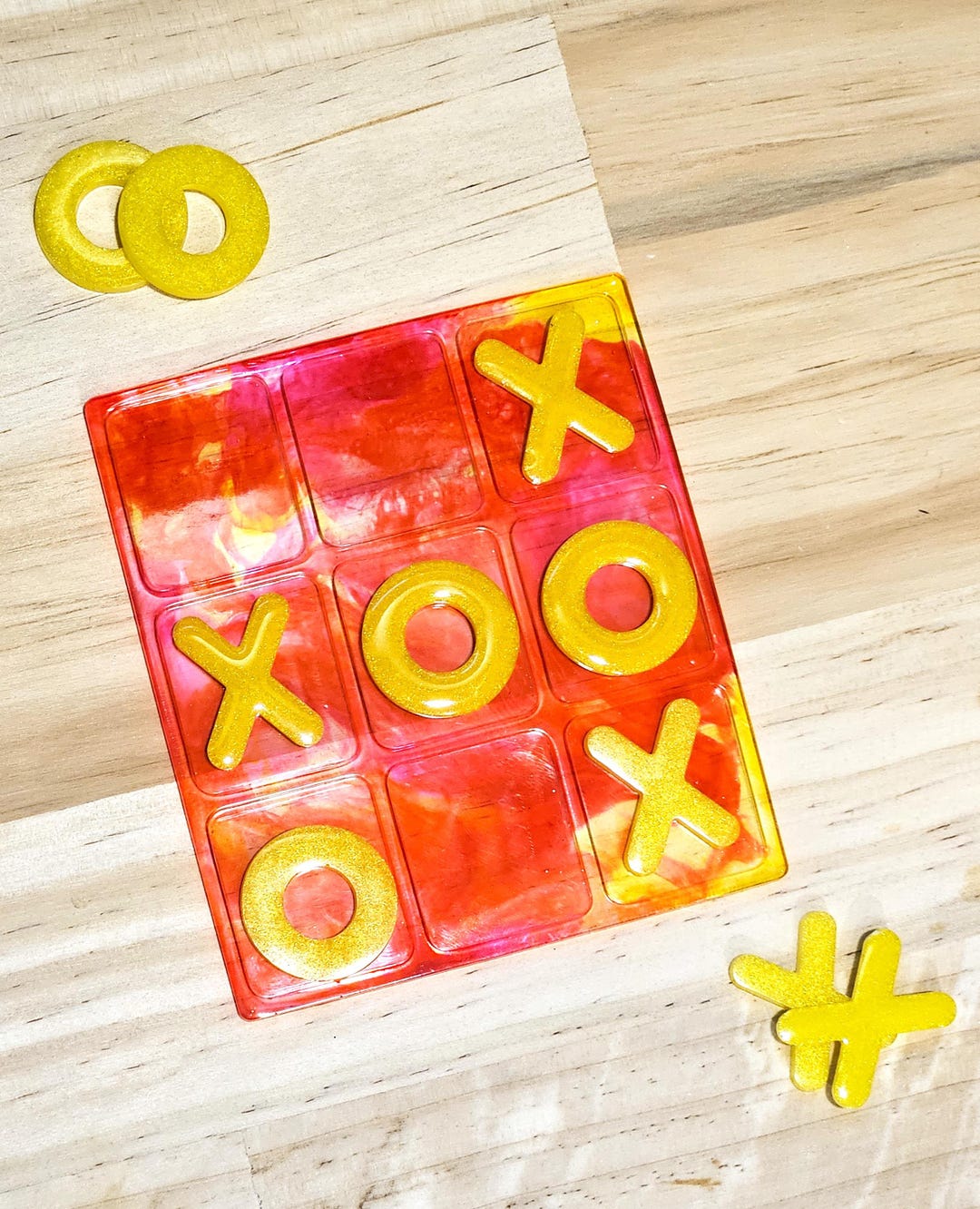 Pink and Yellow Alcohol Ink and Yellow Tic-tac-toe Game - Etsy