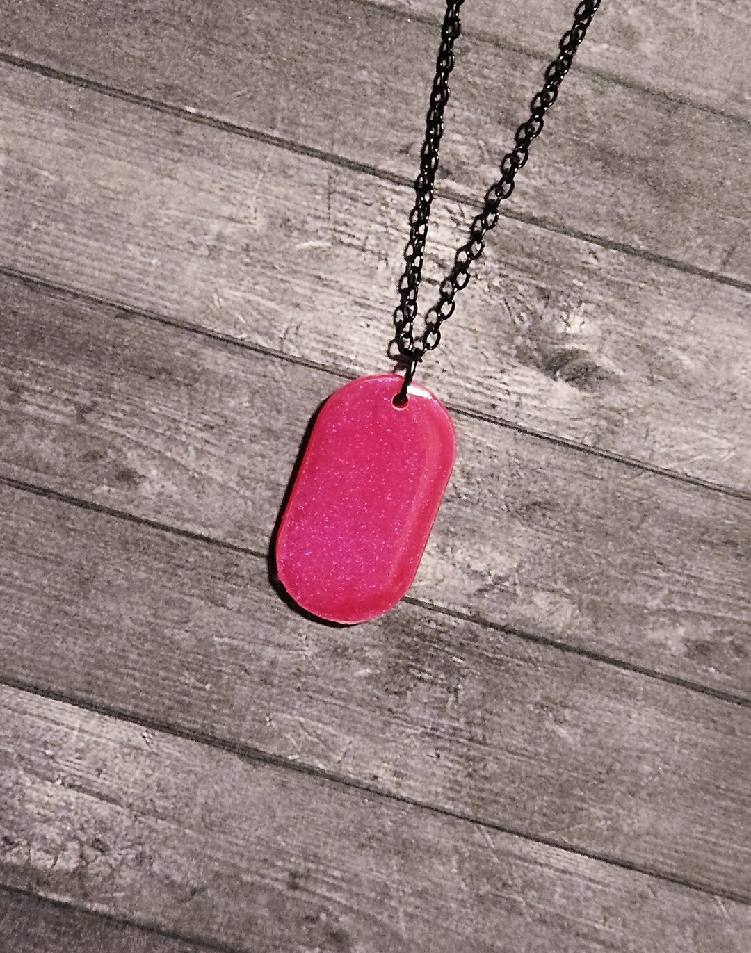 Hot Pink Oval Pendant - Etsy