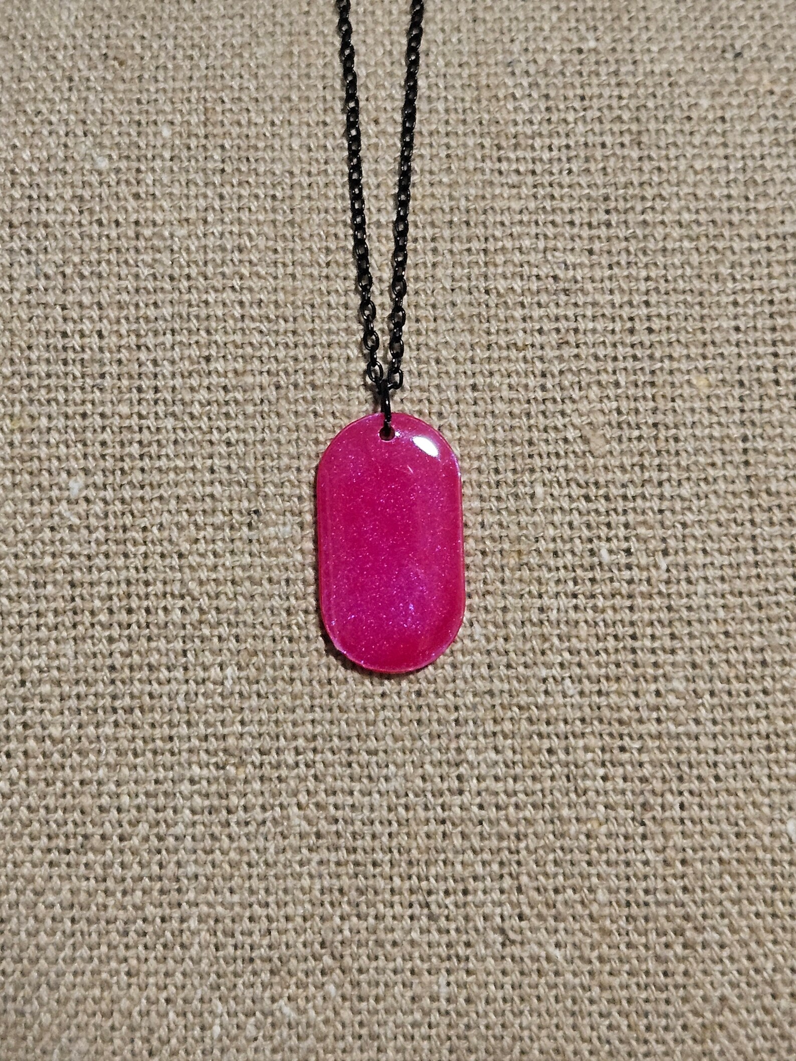 Hot Pink Oval Pendant - Etsy