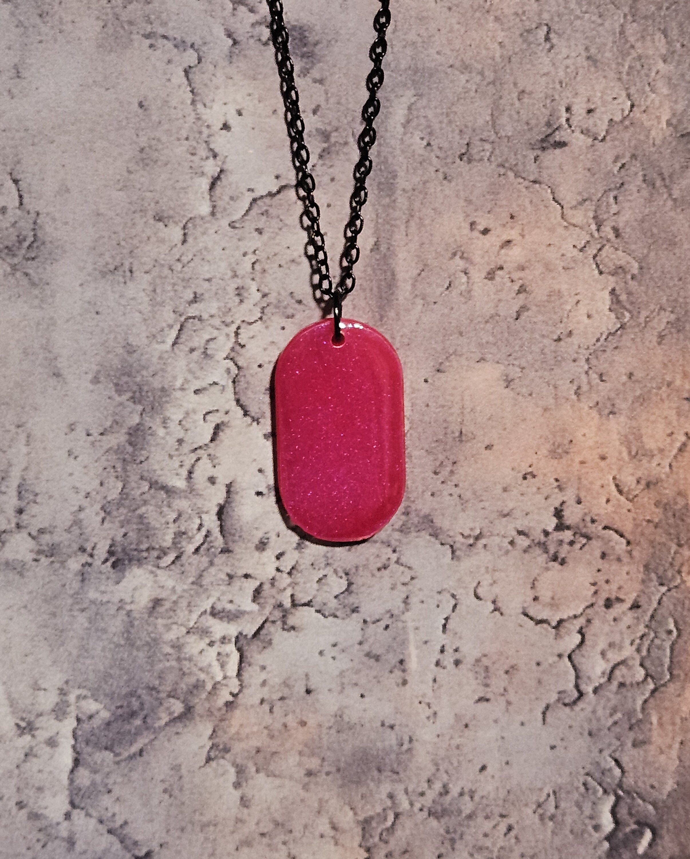 Hot Pink Oval Pendant - Etsy