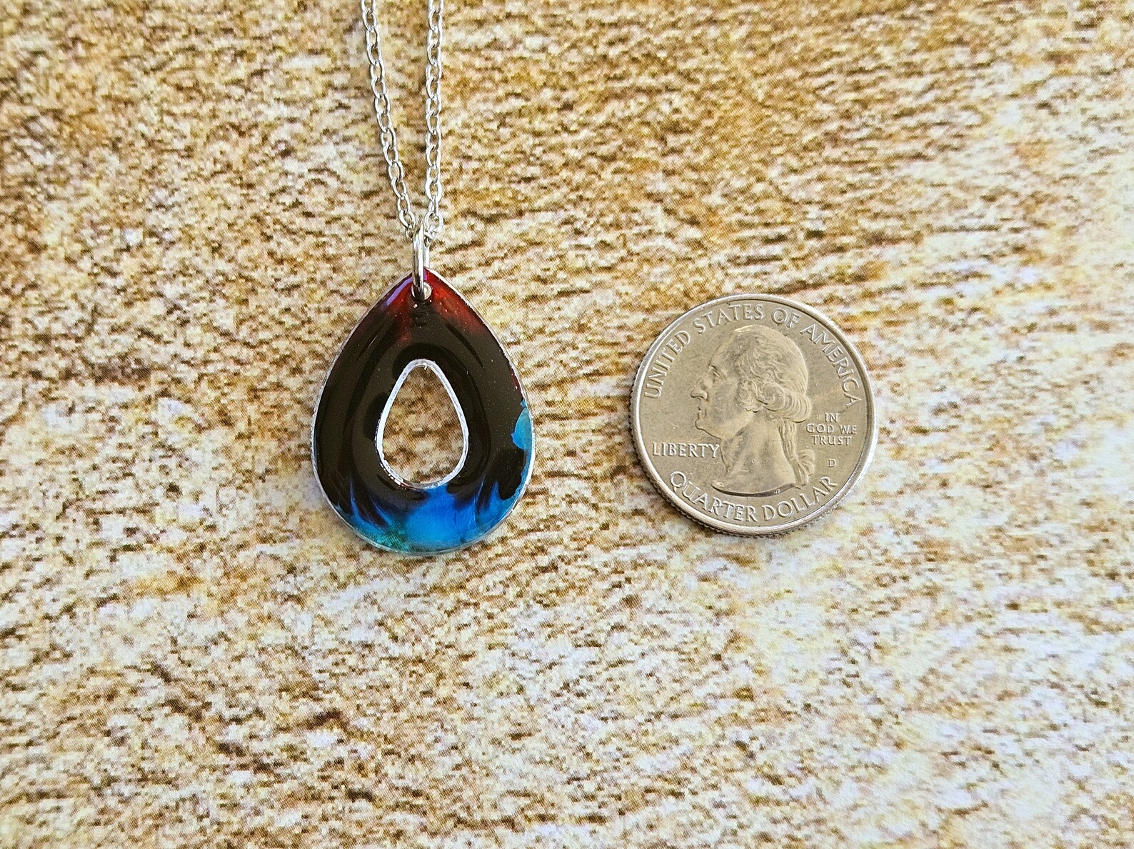 Red White and Blue Teardrop Alcohol Ink Pendant - Etsy