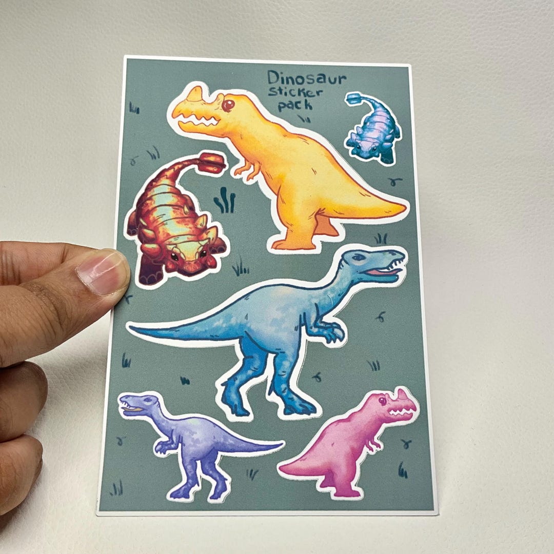 Dinosaur Sticker Sheet, Water Proof Dinosaur Stickers, Dinosaur ...
