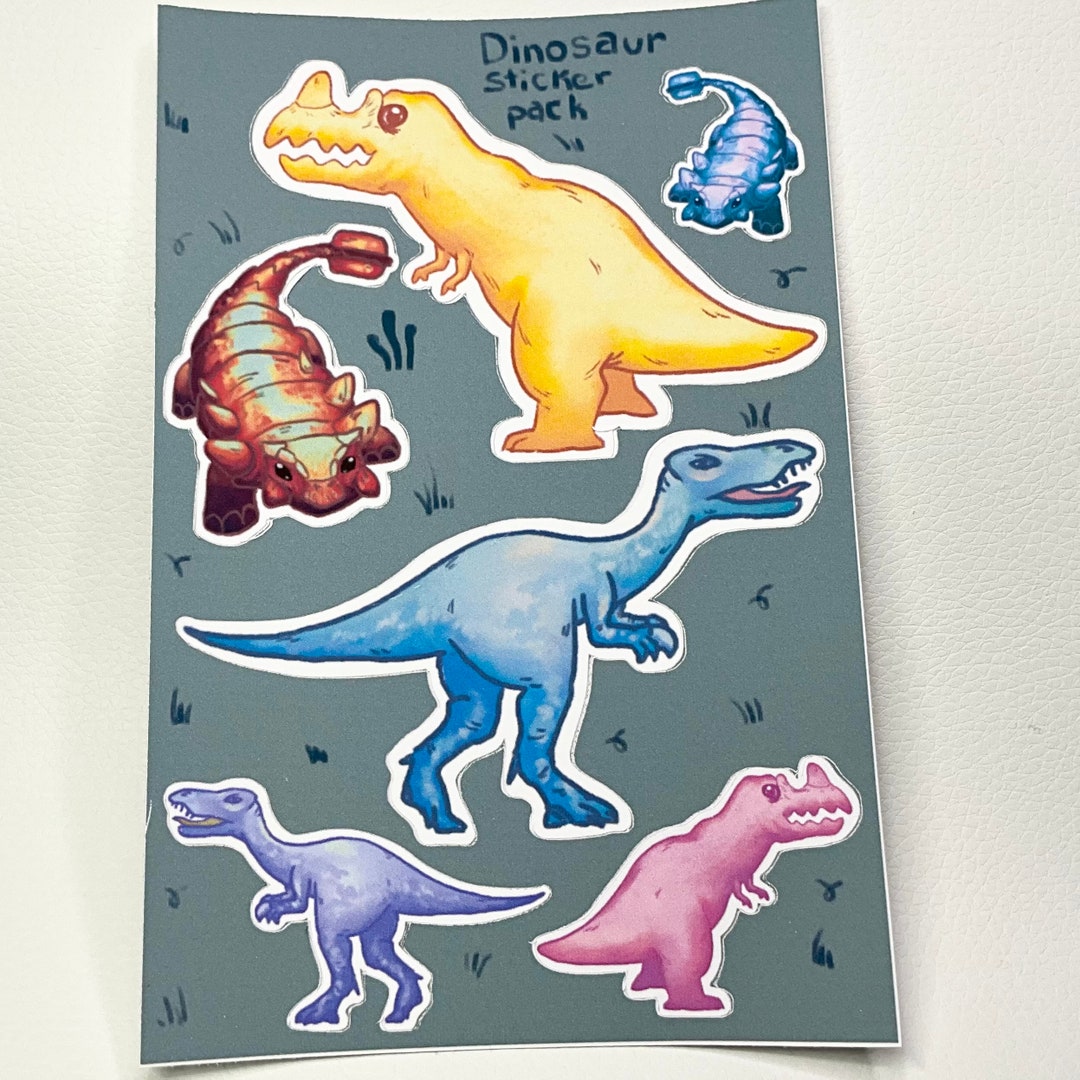 Dinosaurs Sticker Sheet Vinyl Cute Kawaii Sticker Set Prehistoric ...