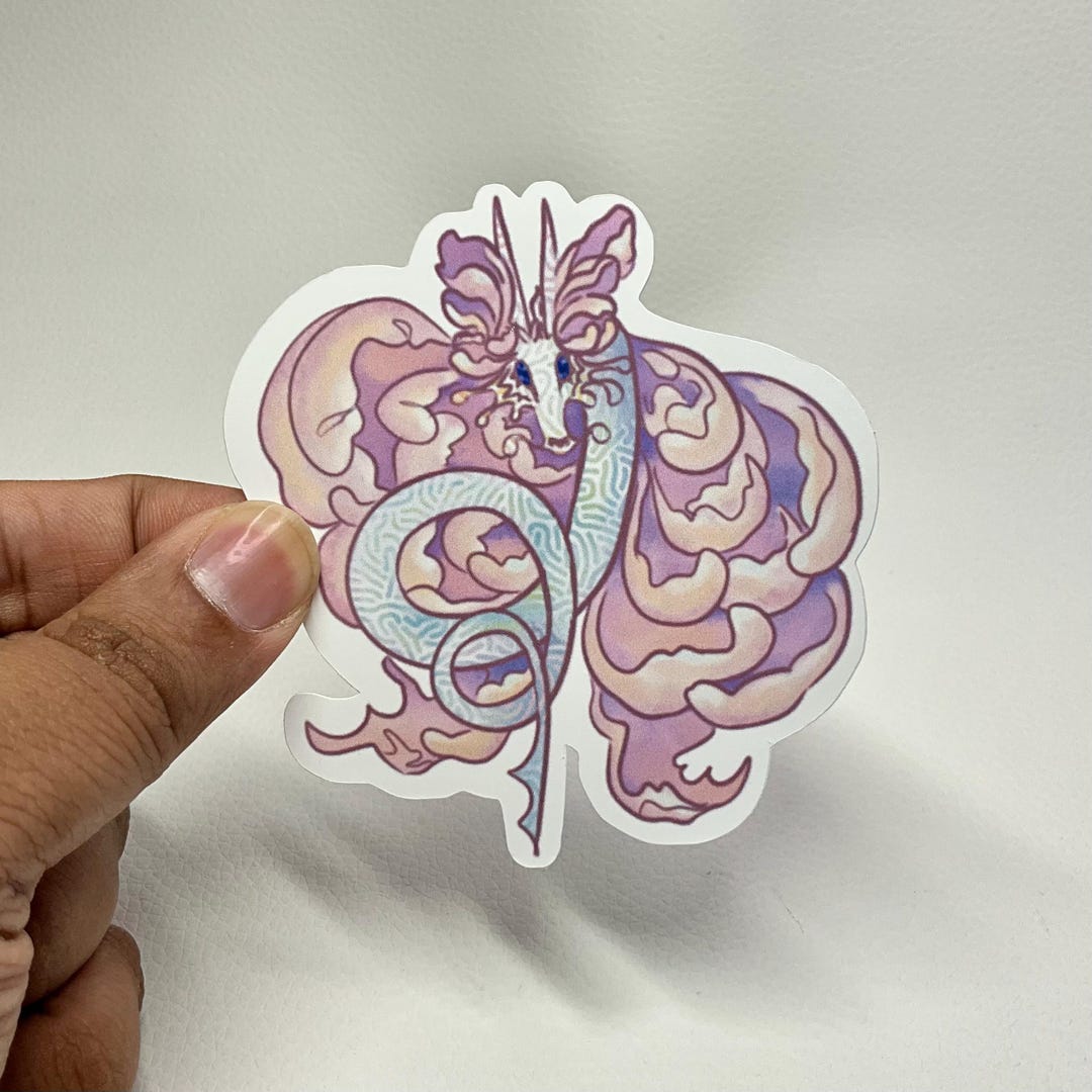 Dragon Sticker, Botanical Dragon, Cool Dragon Sticker, Flower Dragon ...