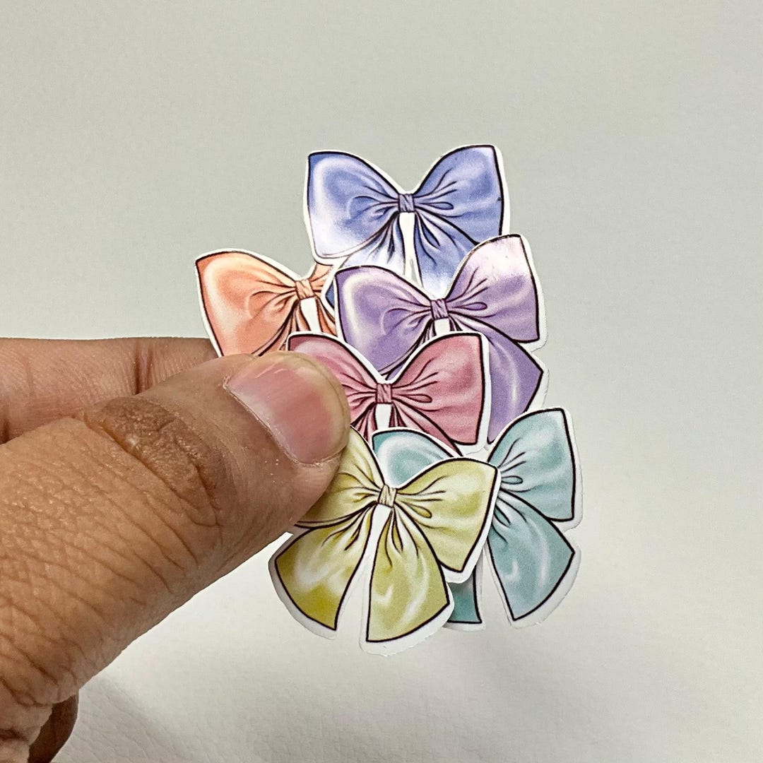 Mini Bow Stickers, Sticker Set, Satin Bow, Croquette Stickers, Bow ...