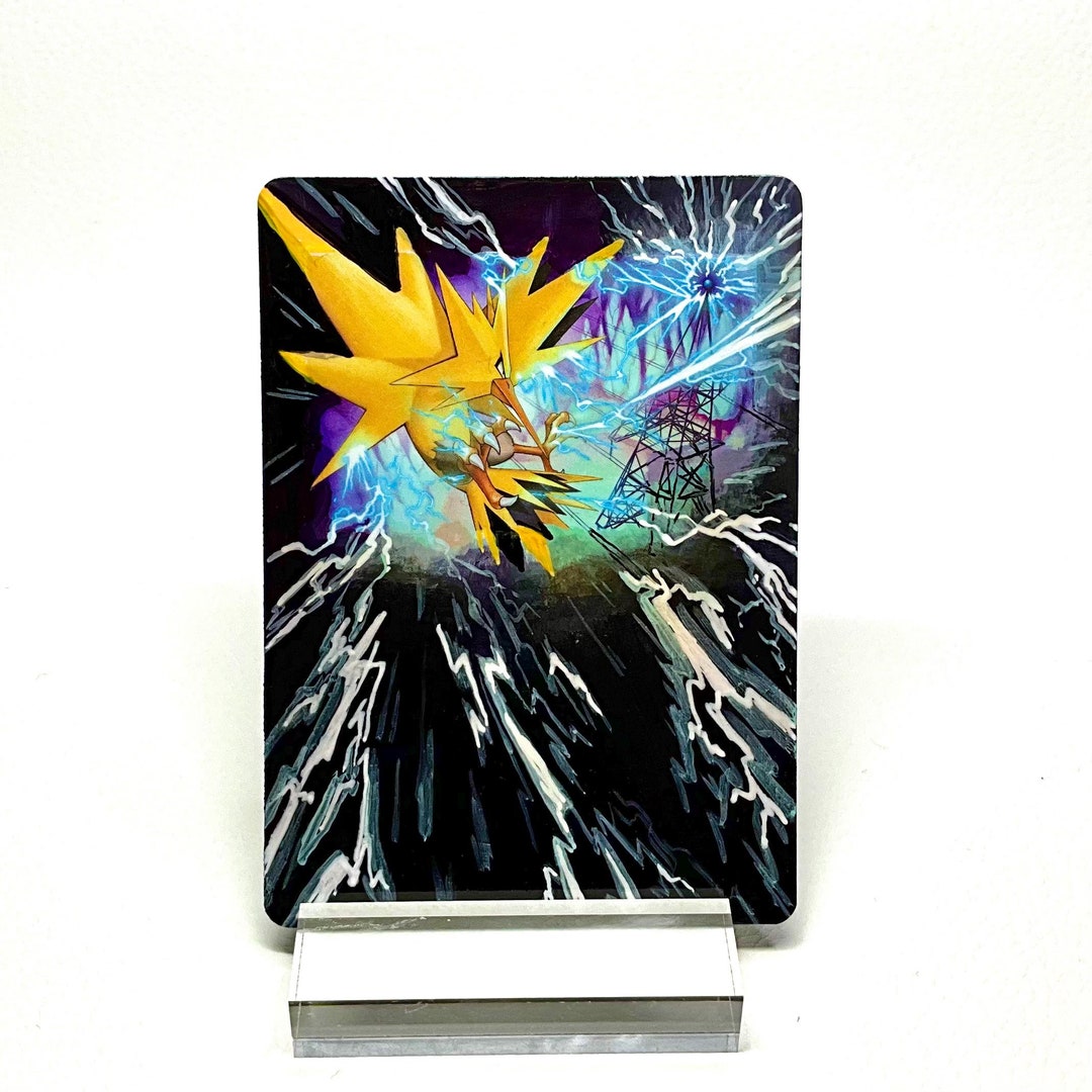 Hand Painted Pokemon Card, Extended Art Pokemon Card, Zapdos, Pokemon ...