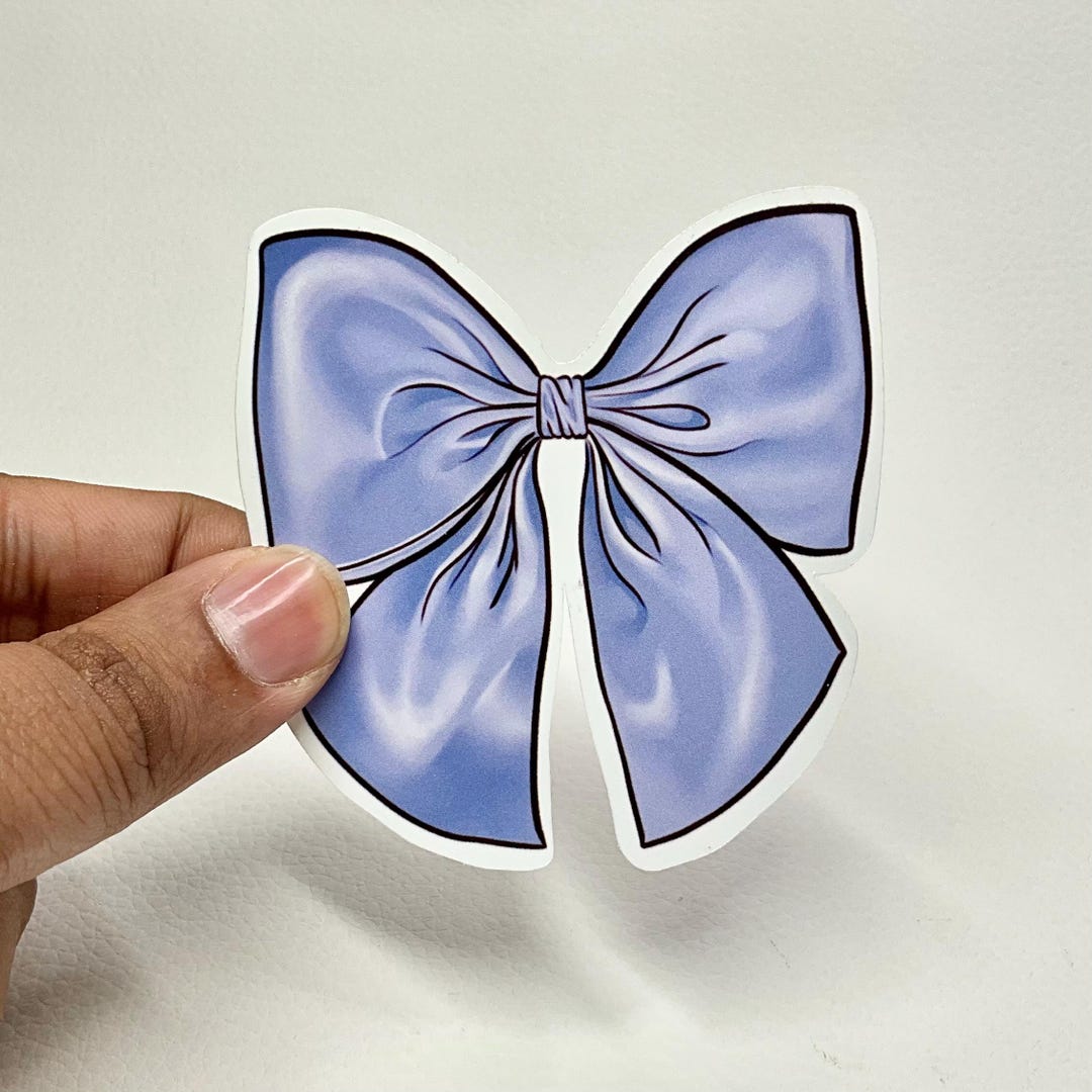 Coquette Bow Sticker, Blue Bow Sticker, Blue Girly Sticker, Preppy ...