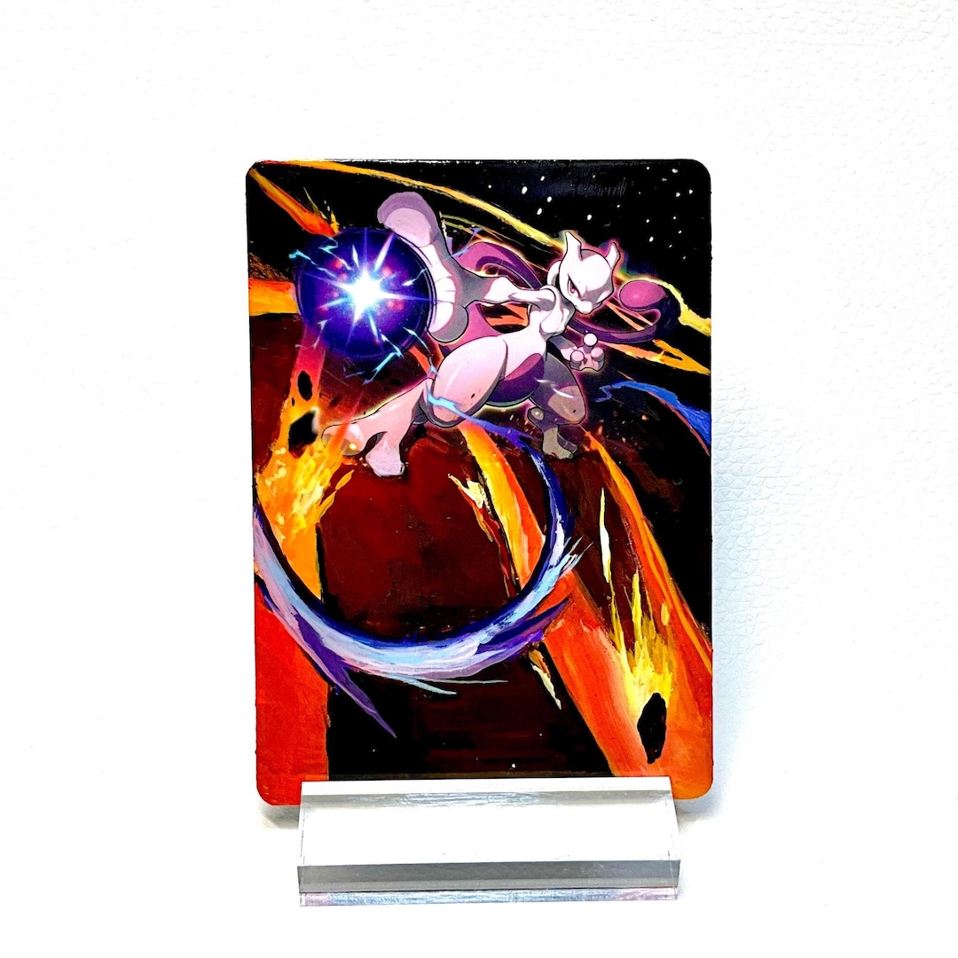 Hand Painted Pokemon Card, Extended Art Pokemon Card, Mewtwo, Pokemon ...