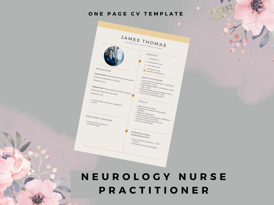 Nurse Resume Temp Neurology Nur Practioner CV Nurse - Etsy