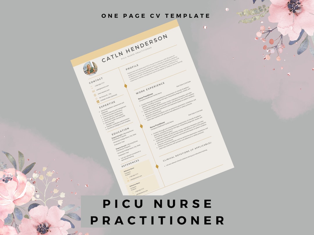 Nurse Resume Temp PICU Nurse Practioner CV Nurse Template - Etsy
