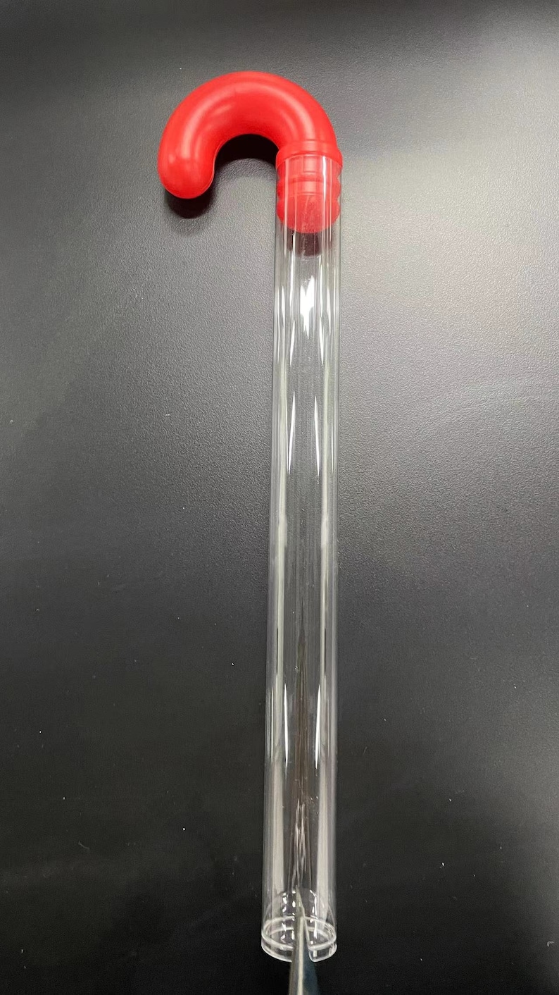 Empty Clear Plastic Holiday Candy Cane Tubes With Red Topper-1.08x11 ...