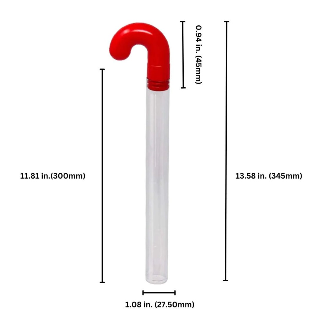 Empty Clear Plastic Holiday Candy Cane Tubes With Red Topper-1.08x11 ...