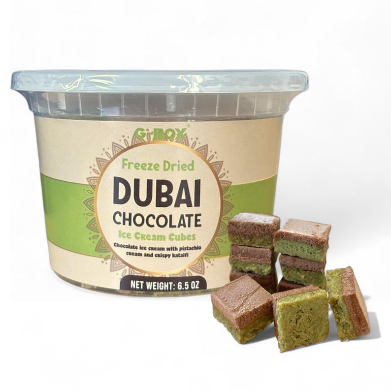G-BOX Freeze Dried Dubai Chocolate Ice Cream Cubes - Handmade in USA ...