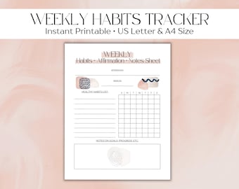 Weekly Habit Tracker, Printable Habit Planner, Weekly Routine Tracker ...