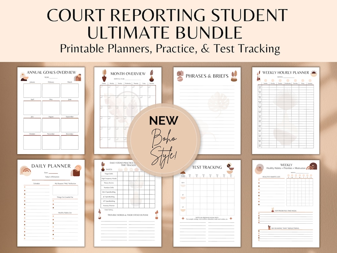 Court Reporting Student Planner | Steno Student Speed Tracker ...