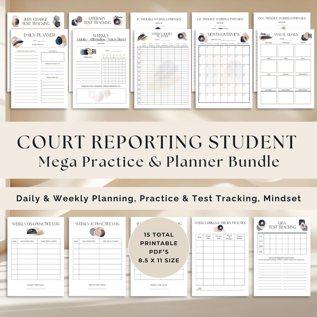 2026 MEGA Court Reporting Student Planner | Steno Student Speed Tracker ...