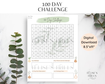 100 Days Challenge 100 Day Goal Tracker Goal Setting Progress Tracker ...
