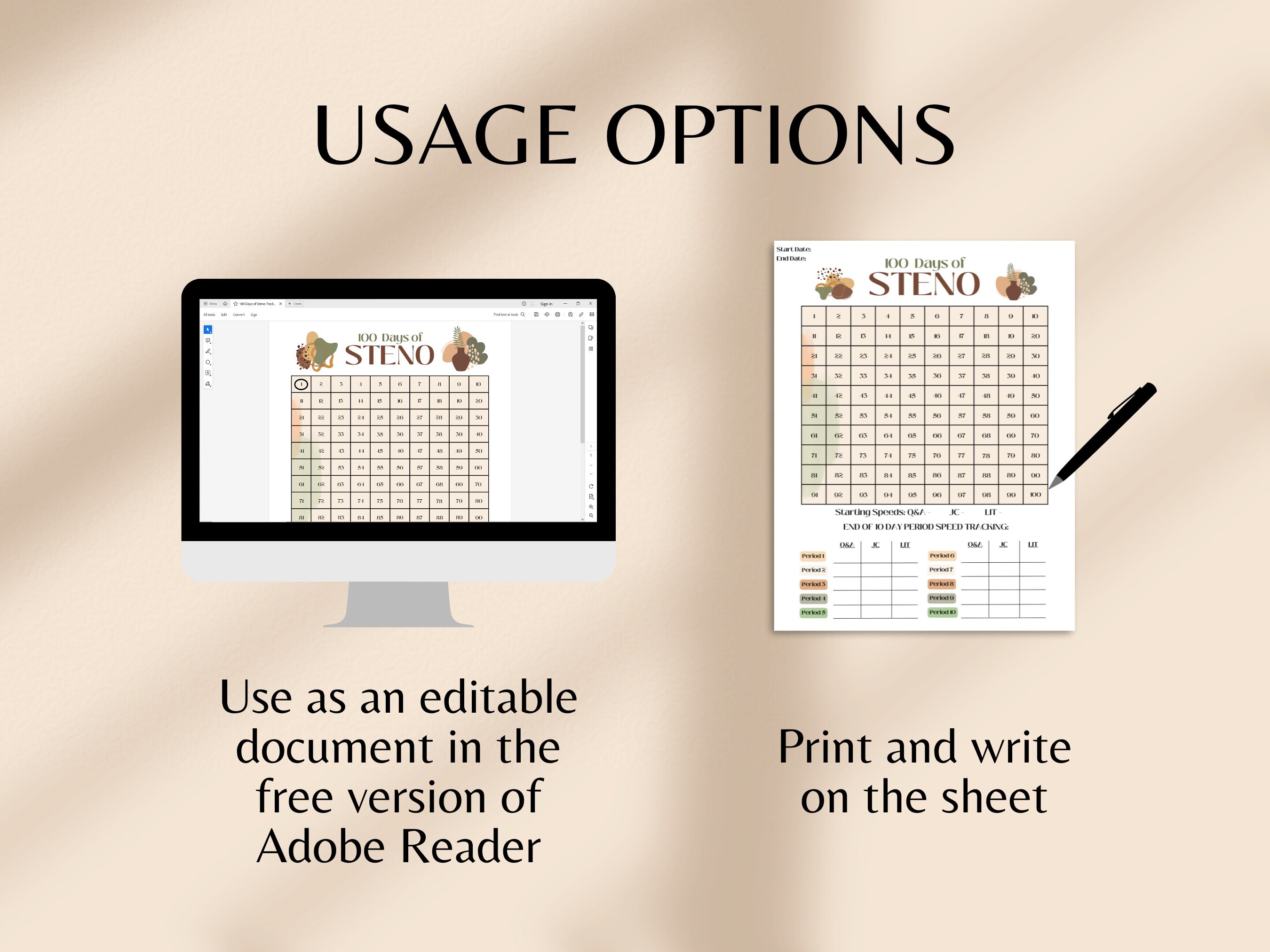 100 Day Steno Practice Challenge Tracker | Court Reporting Student ...